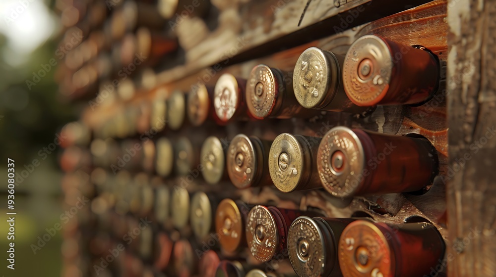 Clay shooting target with shotgun shells Stock Photo | Adobe Stock