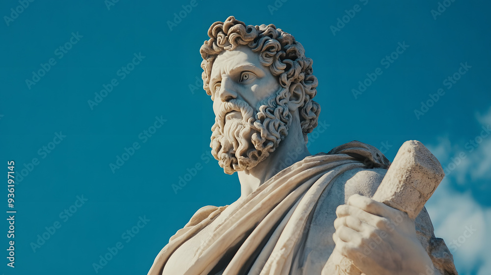 Greek sculpture of an old stoic man, roman god statue, epic pose stoic ...