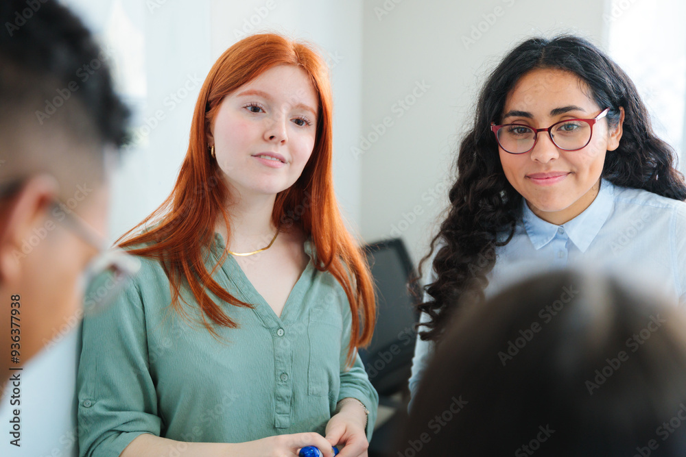 Professional teamwork of young people discussing business strategies ...