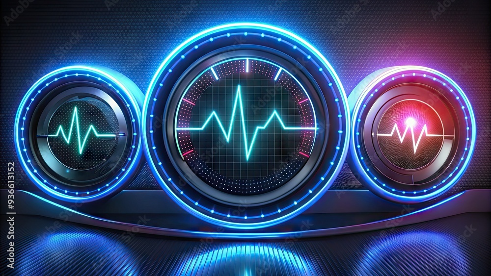 Modern minimalist dashboard showcases a pulsing heart rate line graph ...