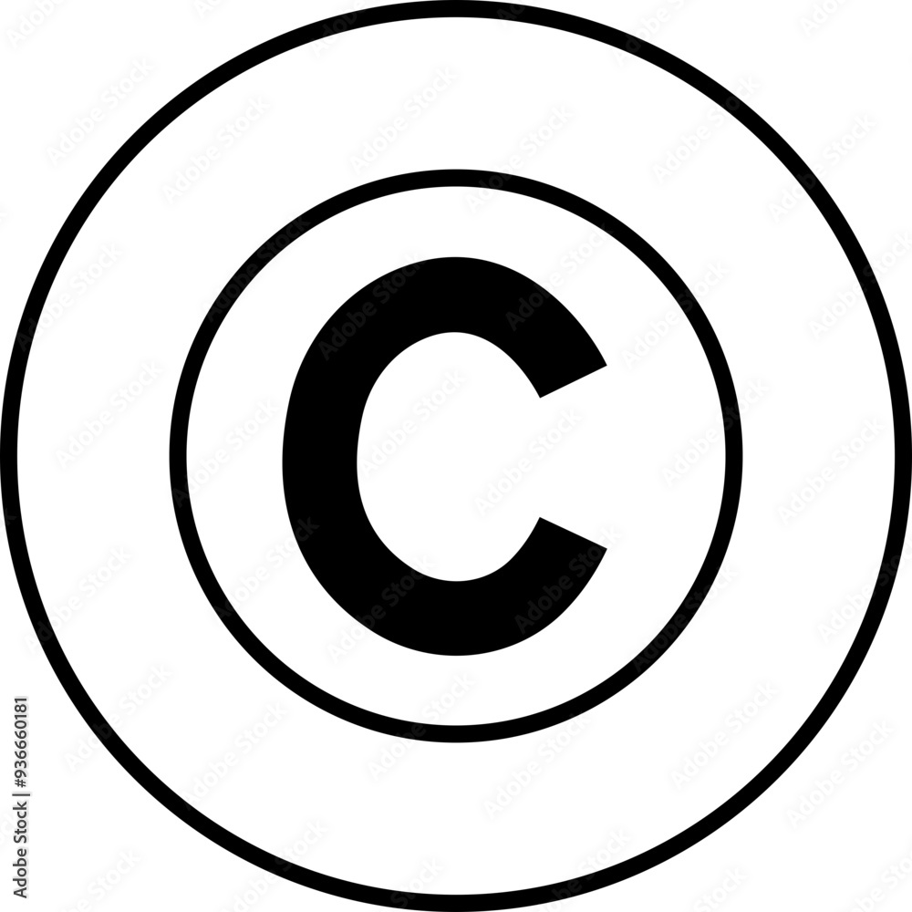 Copyright Icon. Trademark Copyright Protection C Mark flat and line ...