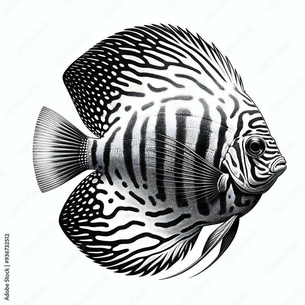 Ilustración de Stock Detailed black and white illustration of a discus ...