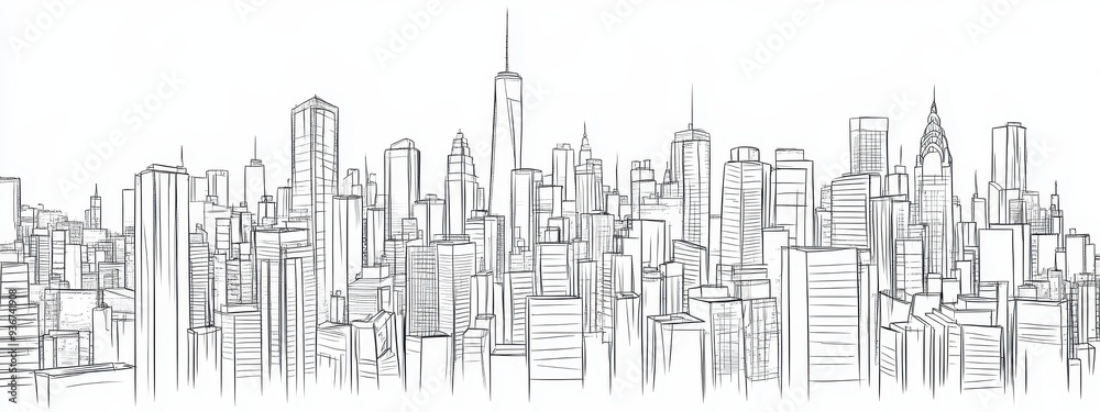 Building city line one continuous outline single art sketch skyline ...