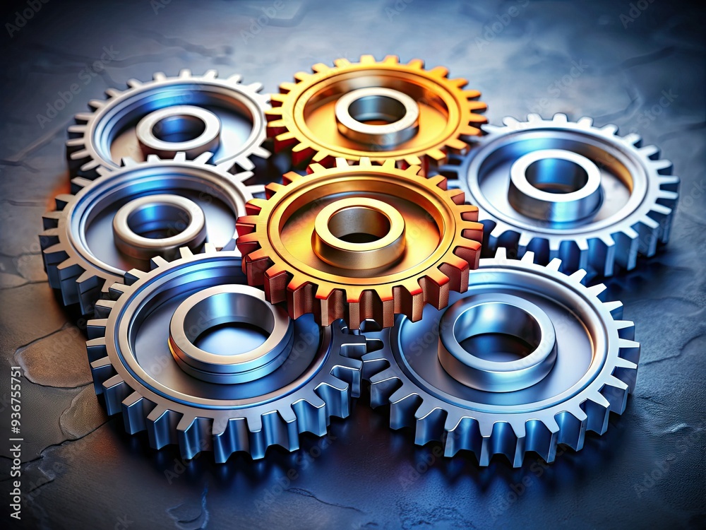 Unified hands connect interlocking gear wheels, symbolizing seamless ...