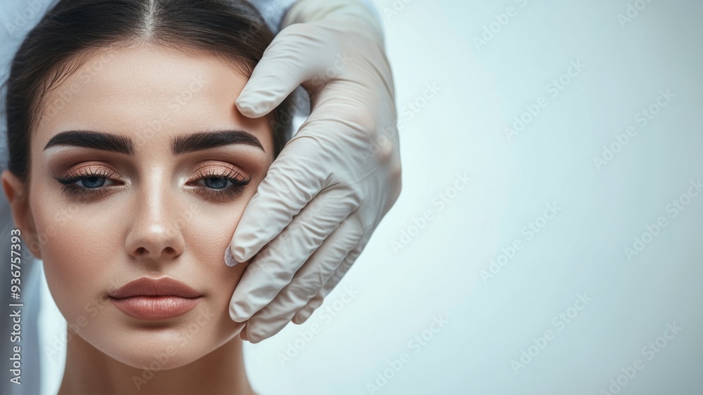 Stock-Foto „Cosmetic surgeon examining female client in office. Doctor ...