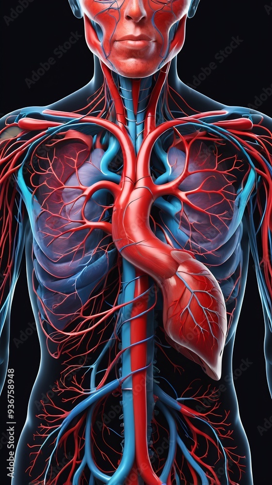 Ilustração Detailed Illustration of the Human Circulatory System ...