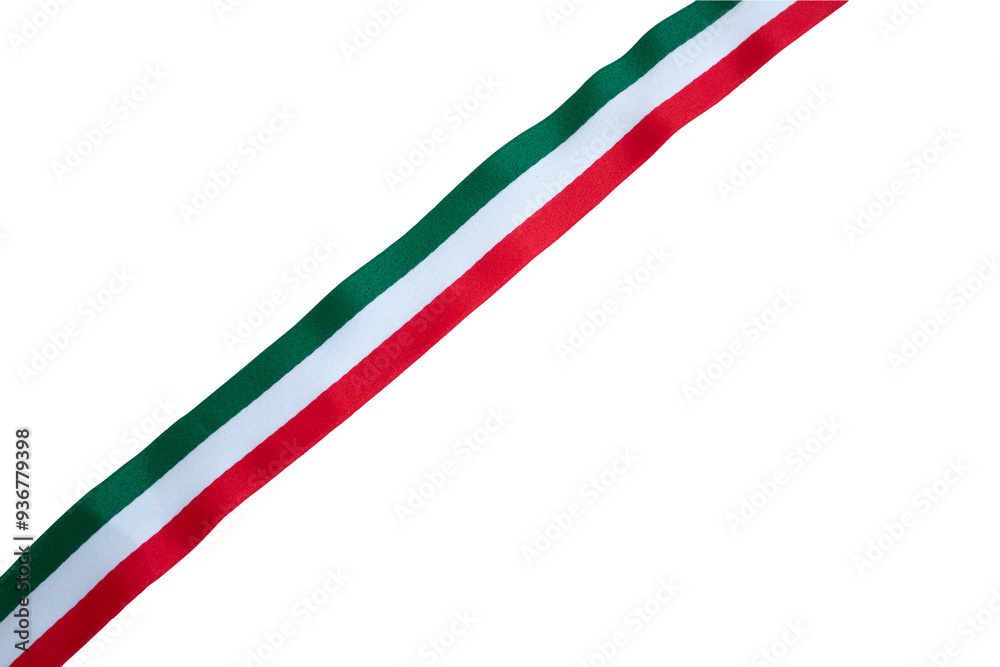 Listón con colores de bandera mexicana, verde blanco y rojo. Fondo ...