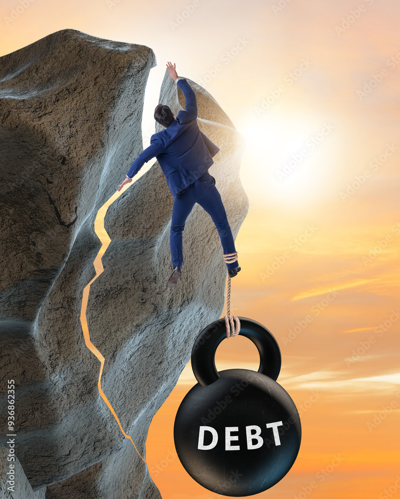 Concept of debt and load with businessman Stock Photo | Adobe Stock