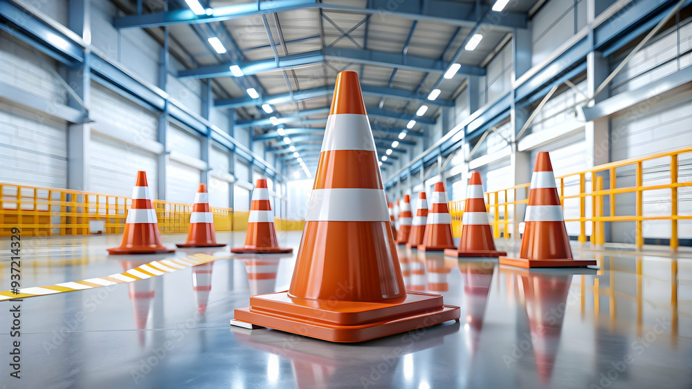 3D Icon as Safety cones and factory floor concept as Safety cones ...