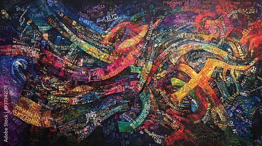 Abstract Art Made of Words Stock Illustration | Adobe Stock