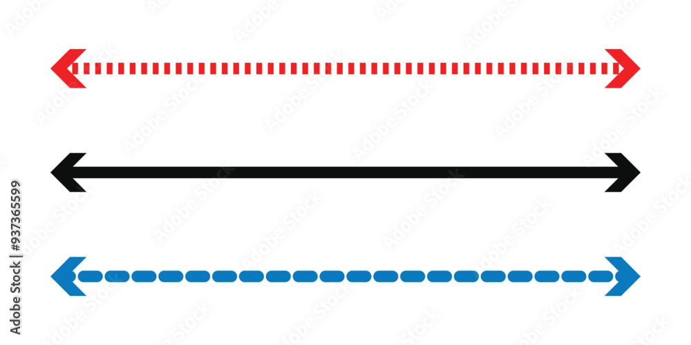Horizontal long arrow vector. Horizontal dual sided long straight arrow ...