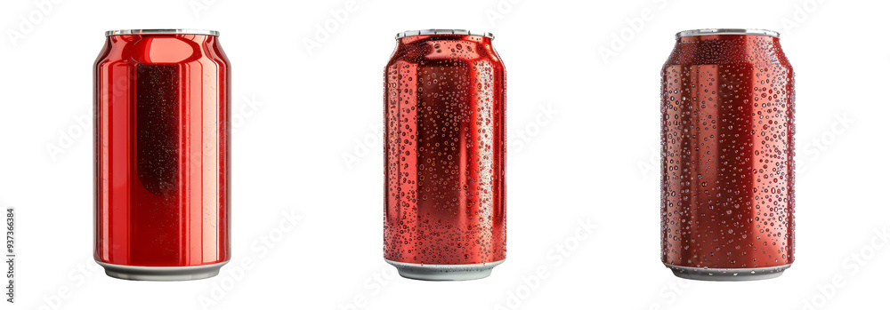 Soda cans set isolated on transparent background with different designs ...