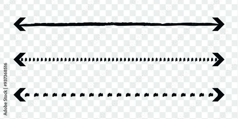 Double ended straight long arrow pointer. Dual wide arrow. Vector ...