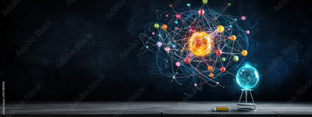 Chalkboard with a detailed explanation of quantum mechanics basics ...