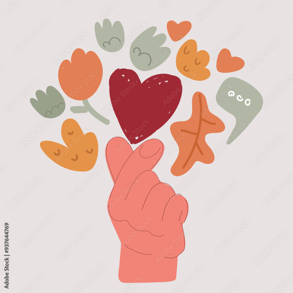 Cartoon vector illustration of hands holding red heart, heart health ...