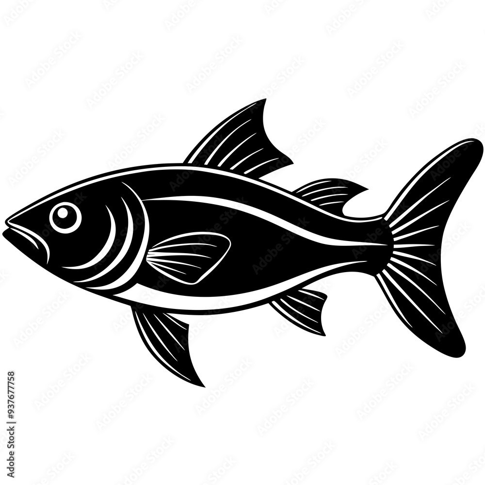 catla fish silhouette Vector Stock Vector | Adobe Stock