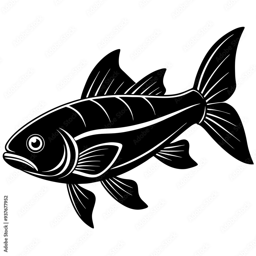 catla fish silhouette Vector Stock Vector | Adobe Stock