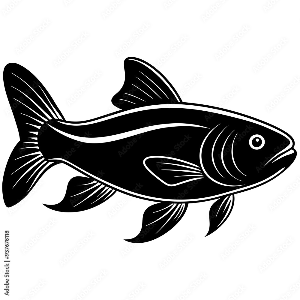 catla fish silhouette Vector Stock Vector | Adobe Stock