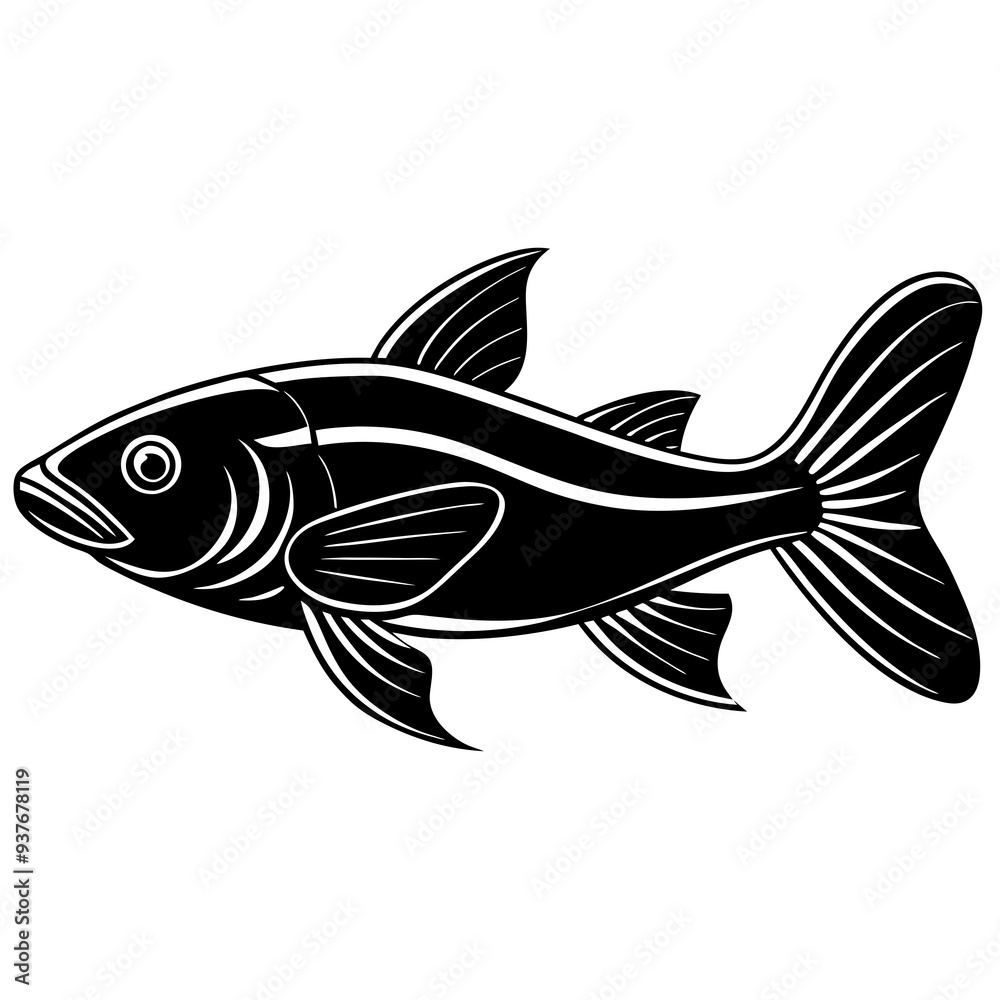 catla fish silhouette Vector Stock Vector | Adobe Stock