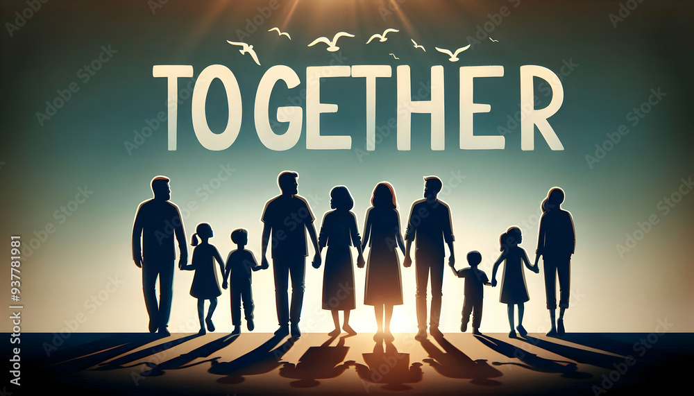 Diverse Family Silhouettes Standing Together, Unity & Inclusivity ...
