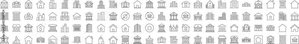 Set of Line Icons of Different Constructions. Editable Stroke ...