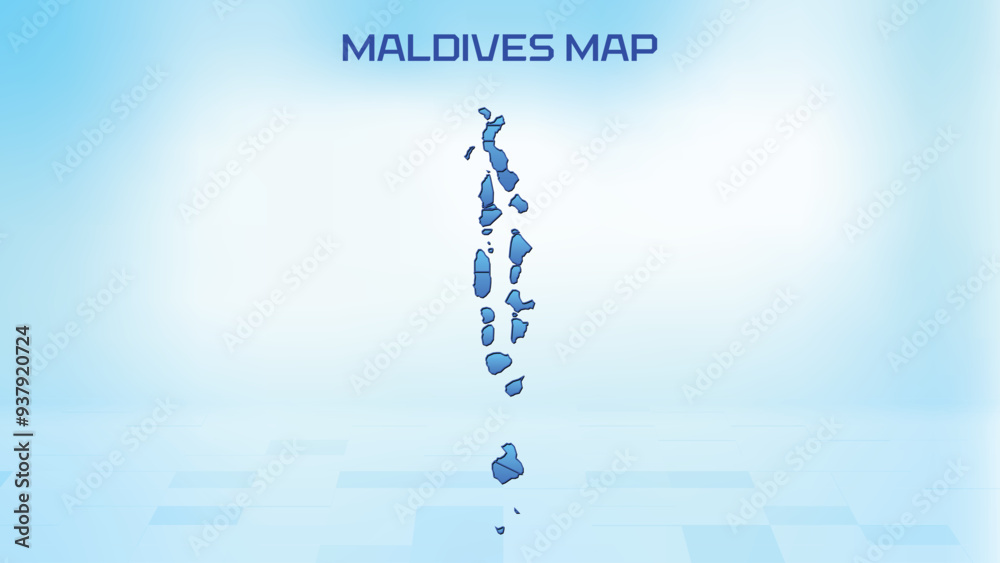 Blue detailed map of Maldives with States administrative divisions ...