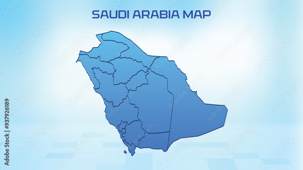 Blue detailed map of Saudi Arabia with States administrative divisions ...