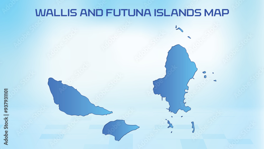 Blue detailed map of Wallis and Futuna Islands with States ...
