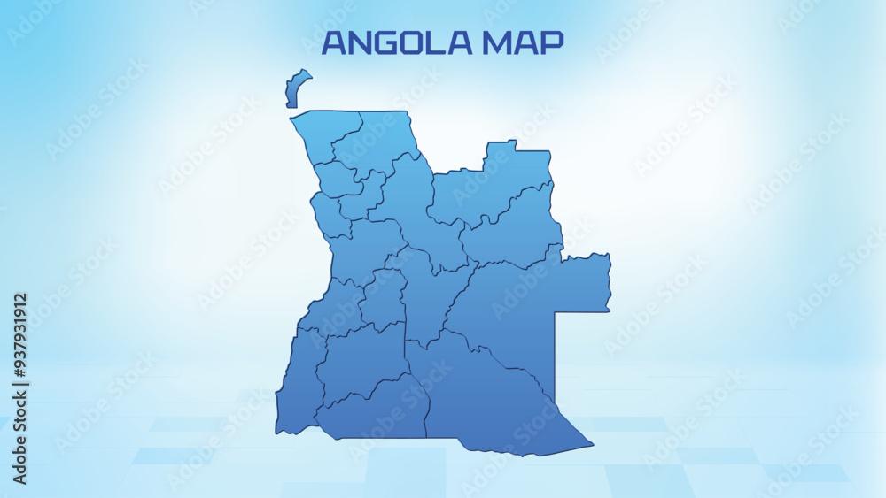 Image vectorielle Stock Blue detailed map of Angola with States ...