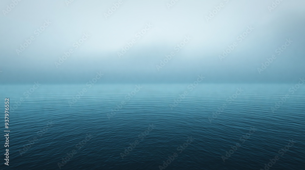 Foggy Blue Ocean Horizon with Calm Water Surface Stock Photo | Adobe Stock