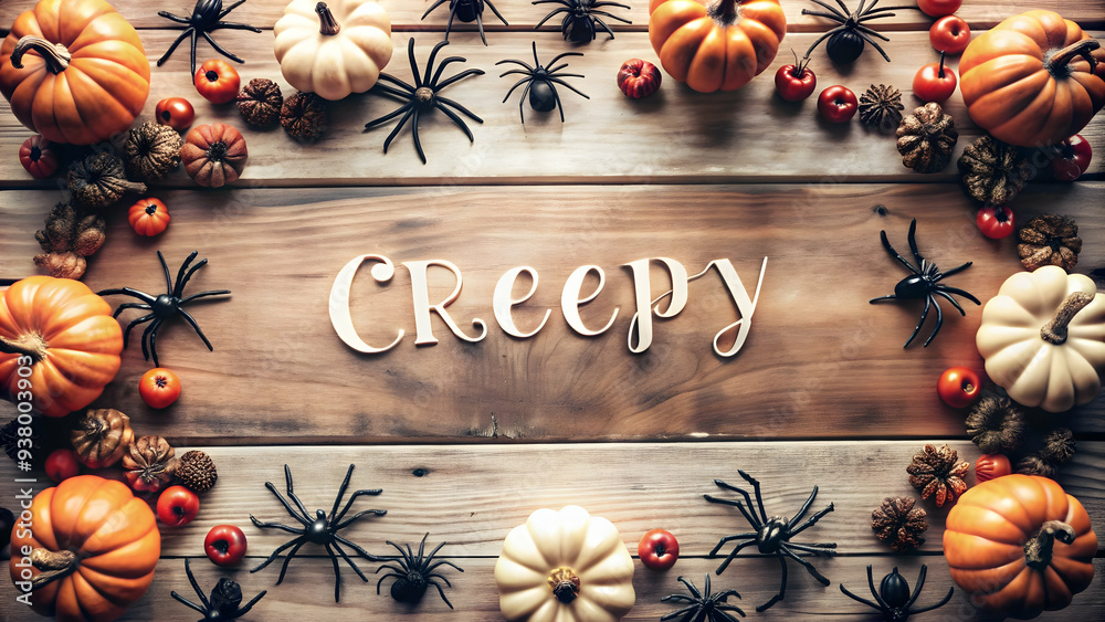 Pumpkin and Spider Border with Creepy Text concept as A creepy border ...