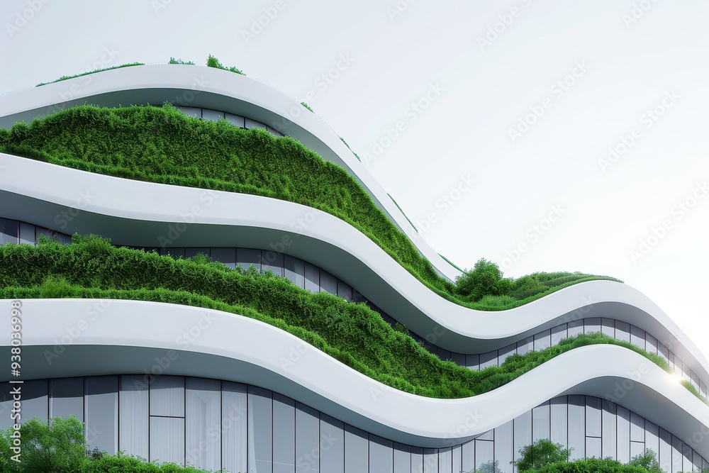 Biomimicry-inspired eco-building featuring living walls and solar ...