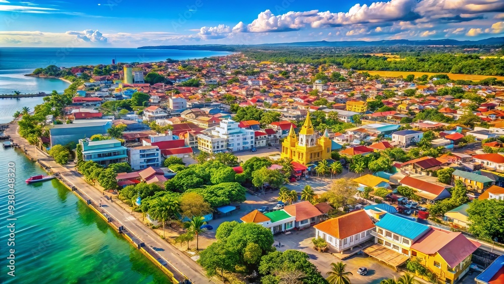 Vibrant colorful map of Kupang City showcasing its streets, landmarks ...