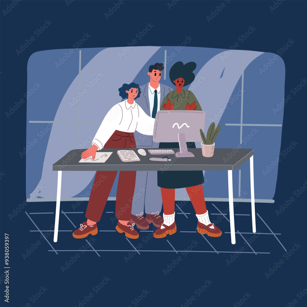 Cartoon vector illustration of team leader presenting job application ...
