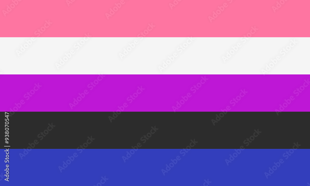 Genderfluid pride flag, non-binary gender, LGBT community symbol, five stripes white, pink ...