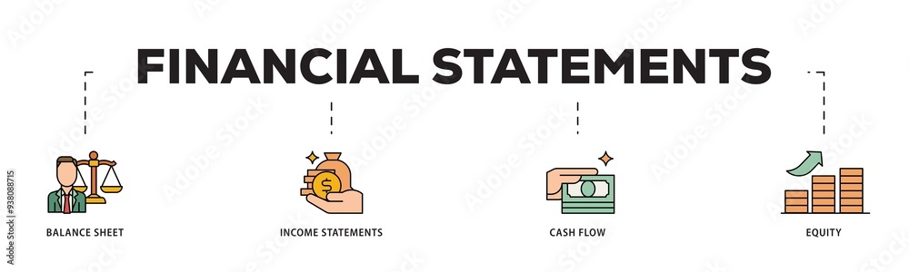 Financial statements icon infographic illustration concept with icon of ...