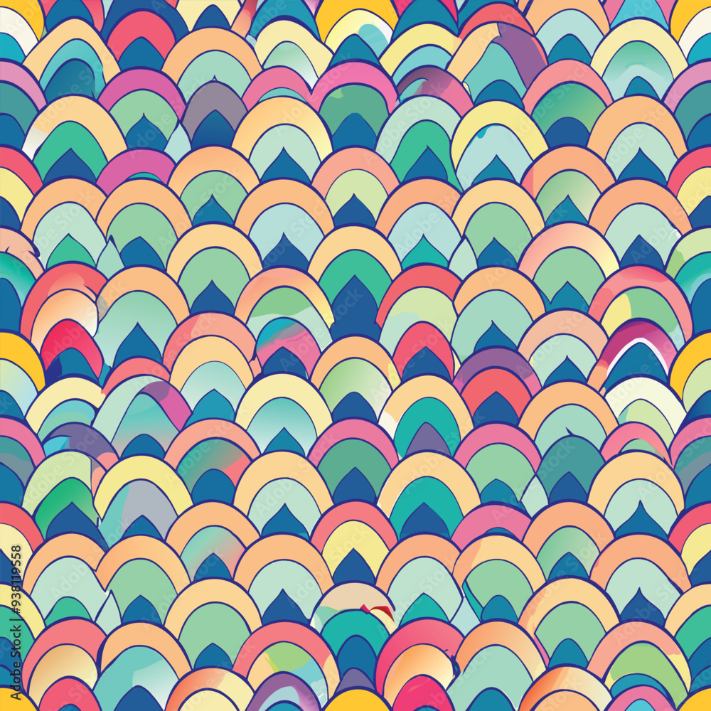 Fish scale seamless vector pattern for backgrounds, mermaid themes ...