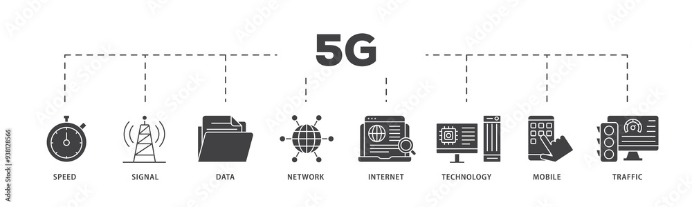 5G icon infographic illustration concept with icon of speed, signal ...