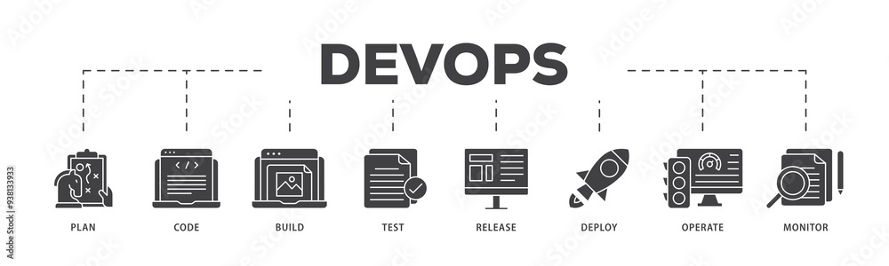 DevOps icon infographic illustration concept with icon of monitor ...