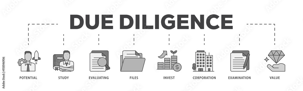 Due diligence icon infographic illustration concept with icon of ...