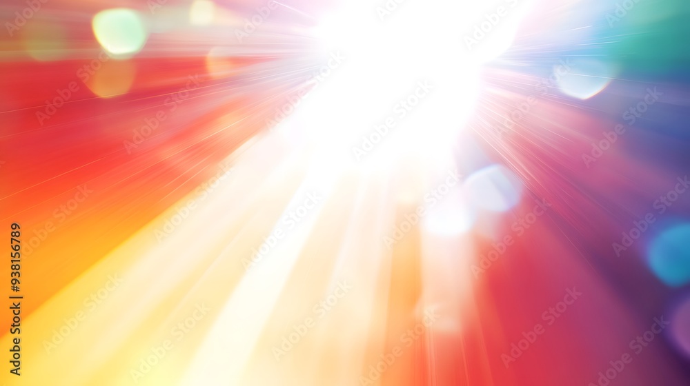 Lens Flare Effect: A bright, colorful lens flare spreading across the ...