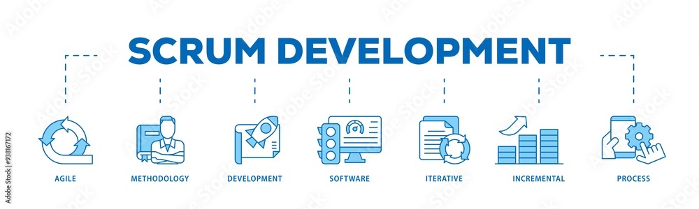 Scrum development icon infographic illustration concept with icon of ...
