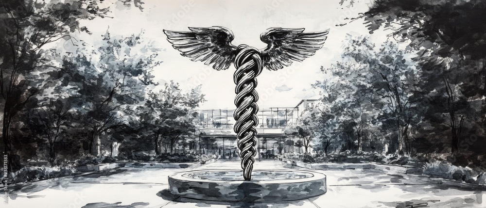 Serpent and Staff Caduceus Medical Symbol Various Hermeticism, Greek Mythology Religion ...