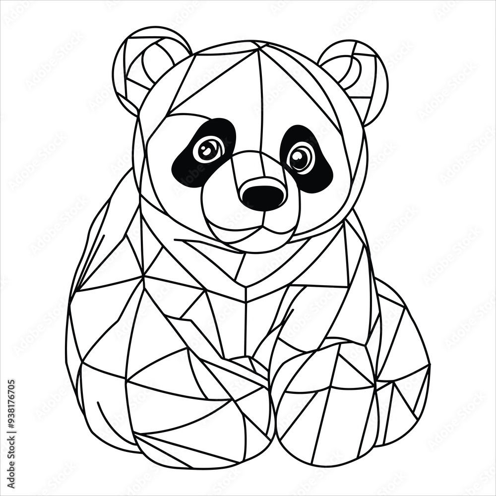 Adorable Panda clean line art. coloring Page for Kids and Adults vector ...