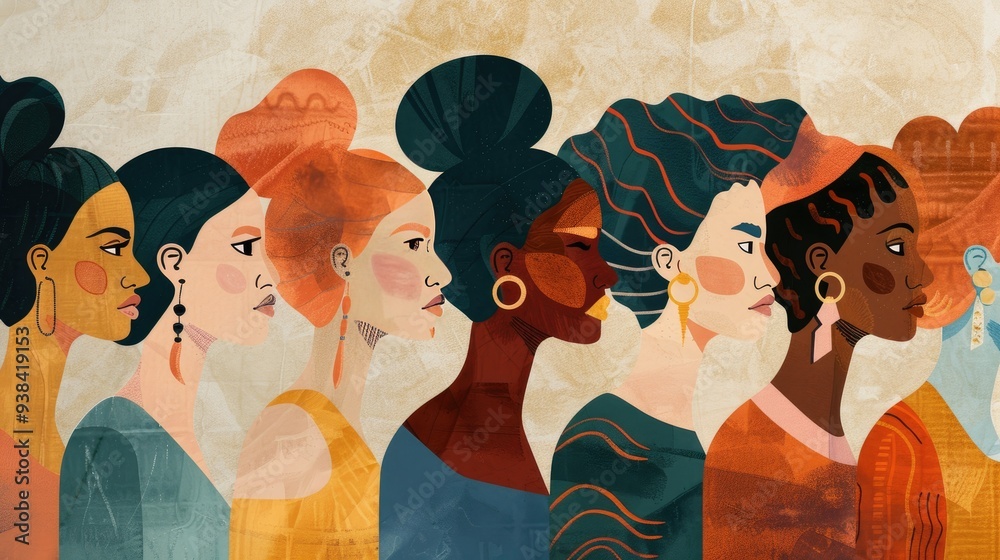 BOHO DEI banner with artistic illustrations of women from different ...