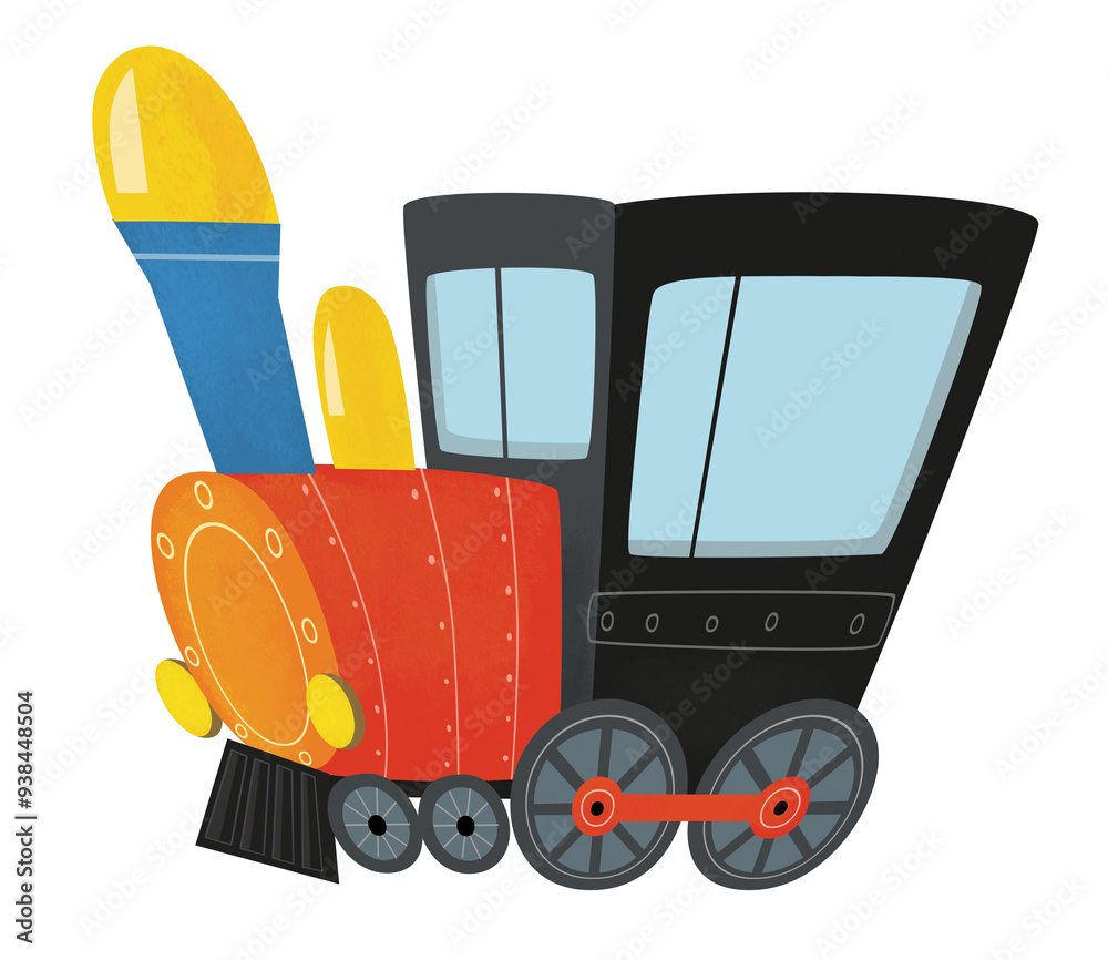 Cartoon funny looking steam train locomotive vehicle transportation ...