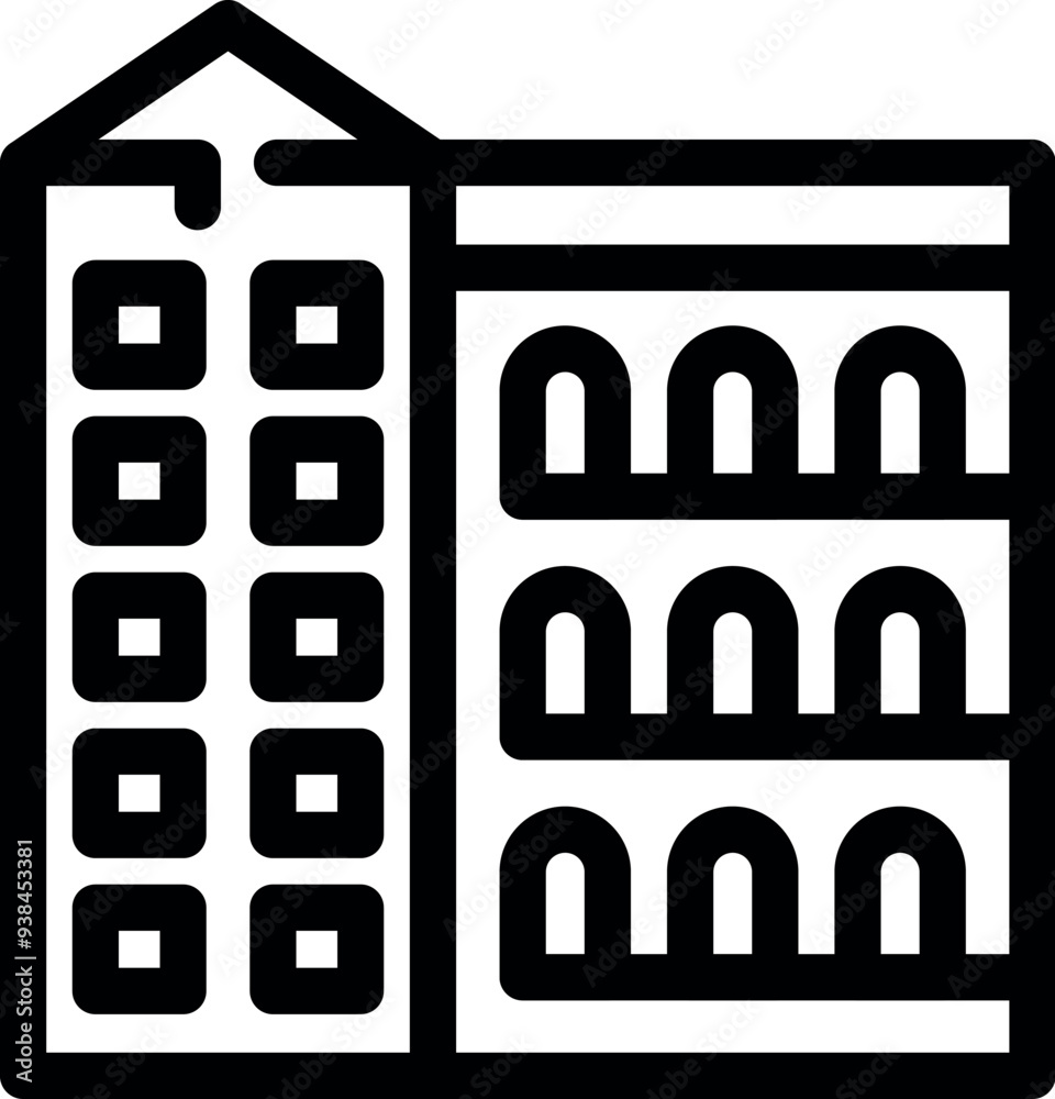 Simple icon of a city hall building, representing local government and ...