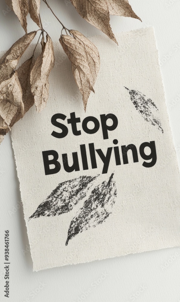 Anti bullying action: text stop bullying, call to end harmful behavior ...