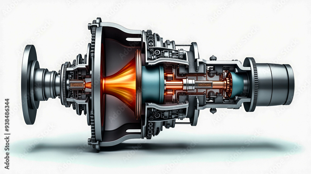 This detailed cross-section showcases the internal workings of a jet ...