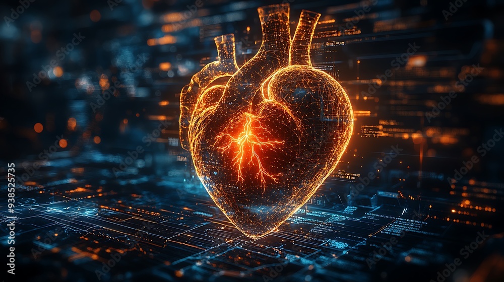 Futuristic medical research or heart cardiology health care with ...